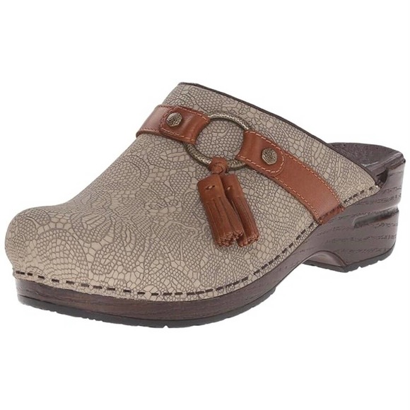 Dansko | Shoes | Dansko Shandi Open Clogs Heel Comfort Shoes Taupe Lace ...